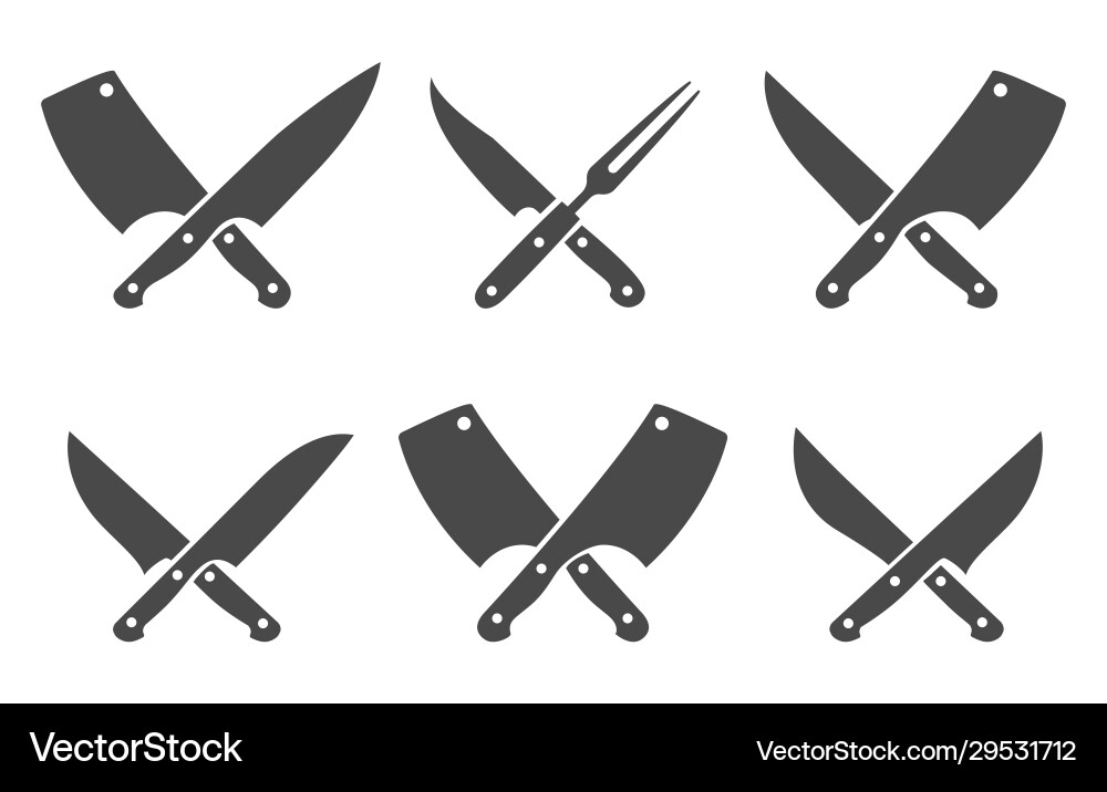 Butcher crossed knives Royalty Free Vector Image