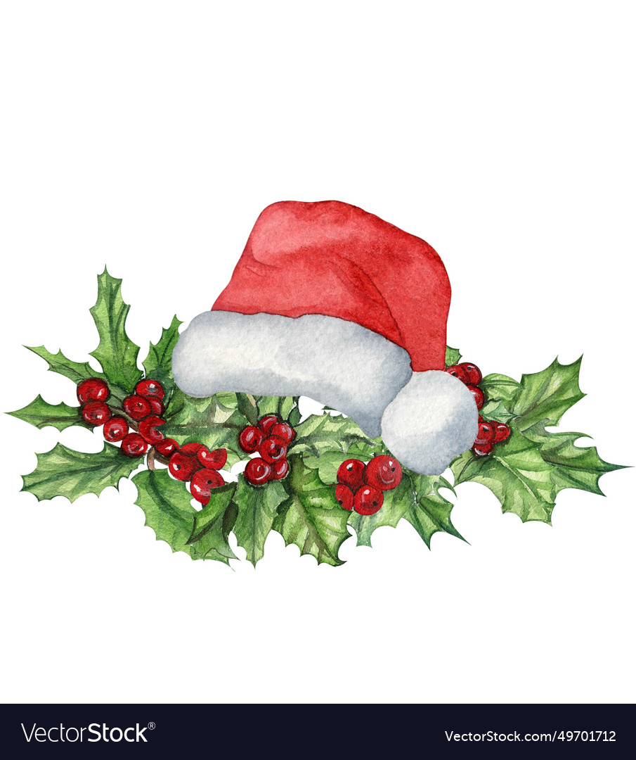 Christmas composition watercolor hand drawn Vector Image