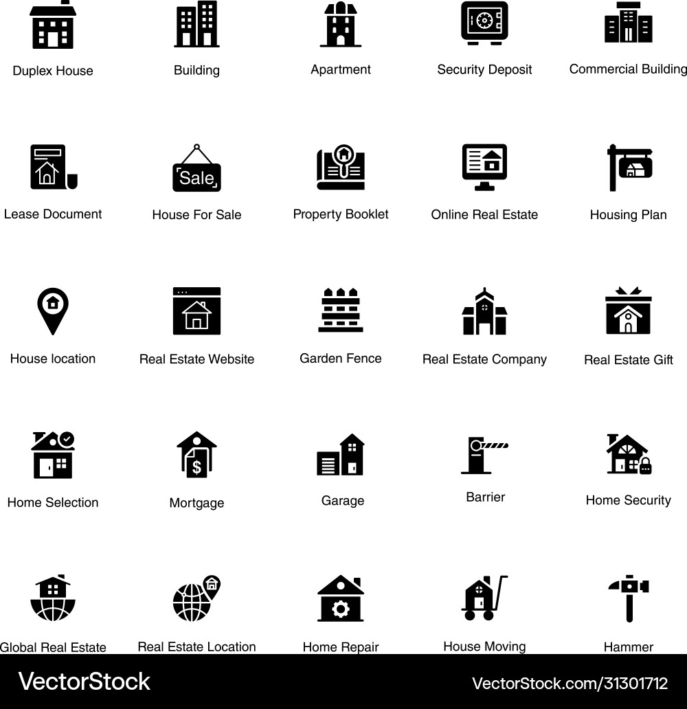 Construction solid icons pack Royalty Free Vector Image