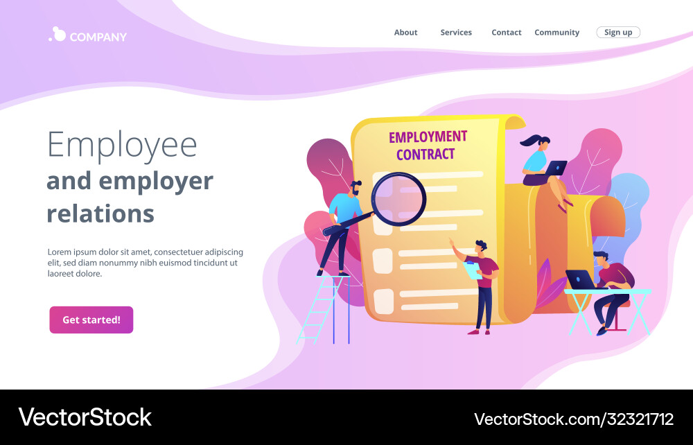 Employment agreement concept landing page Vector Image