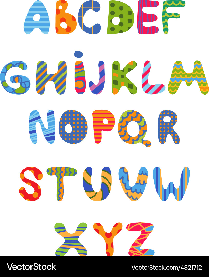 Funny Kids Colorful Alphabet Royalty Free Vector Image