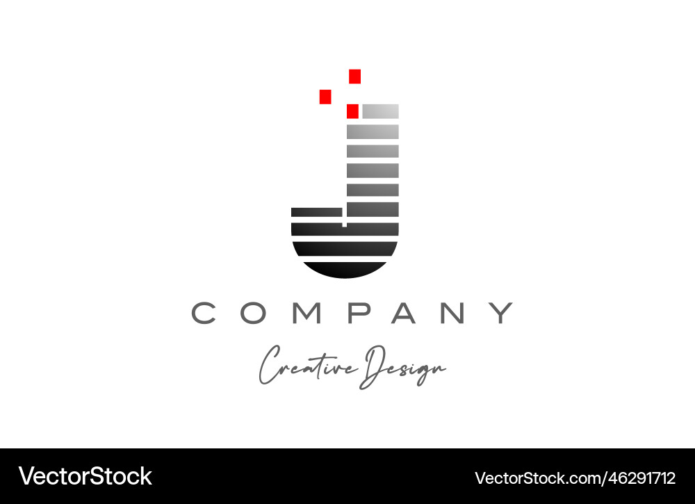 Geometric j alphabet letter logo with line Vector Image