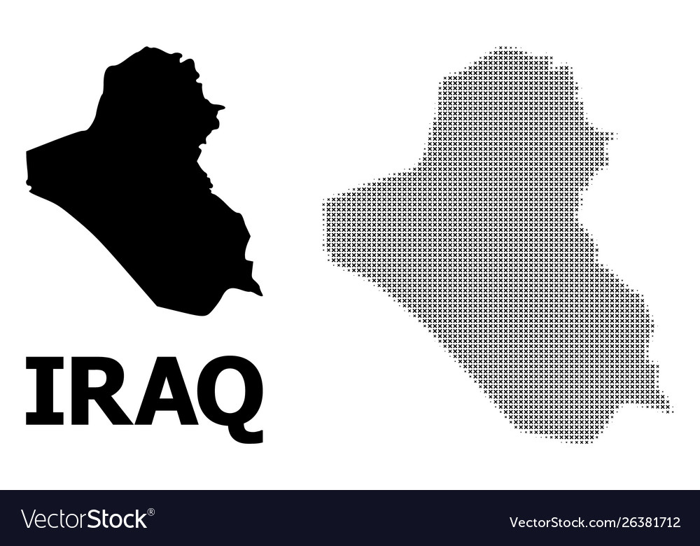 Halftone pattern and solid map iraq Royalty Free Vector