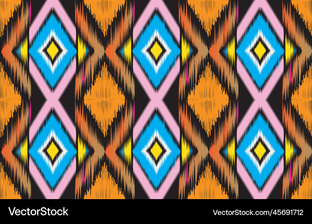 Ikat geometric folklore ornament with diamonds Vector Image