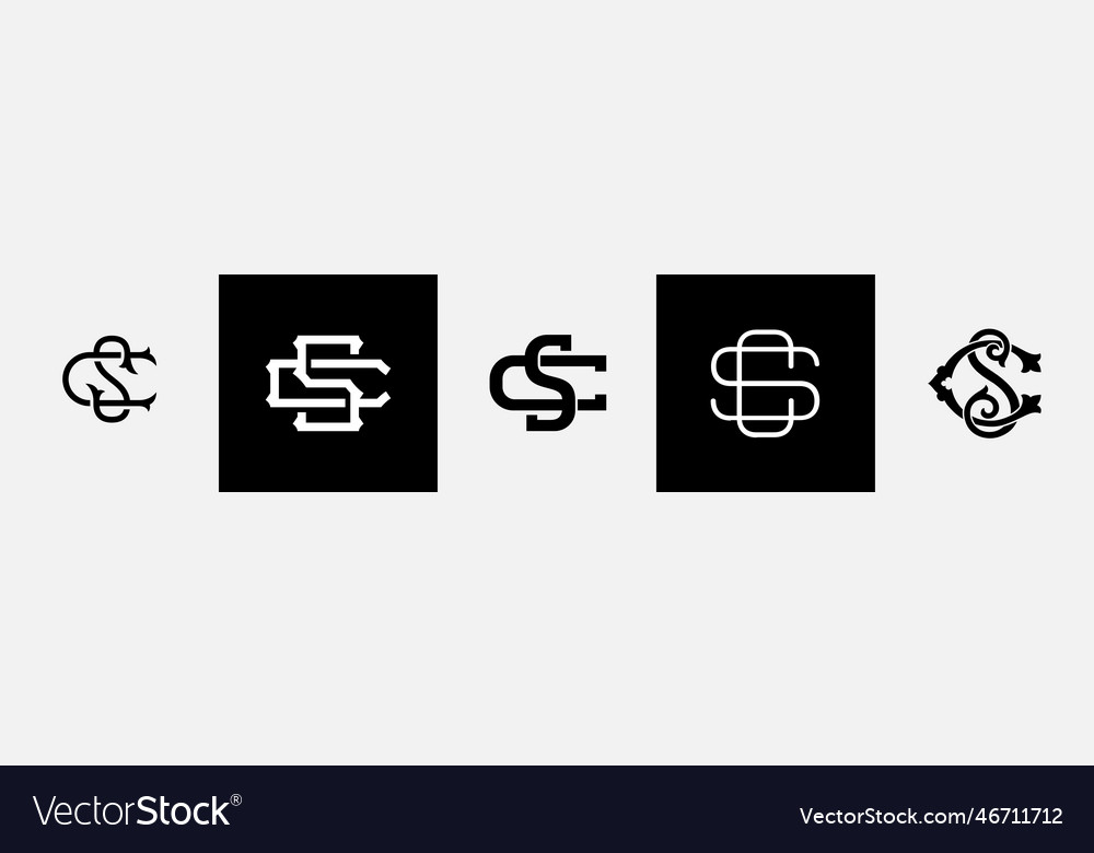 Initial letters sc monogram logo design bundle Vector Image