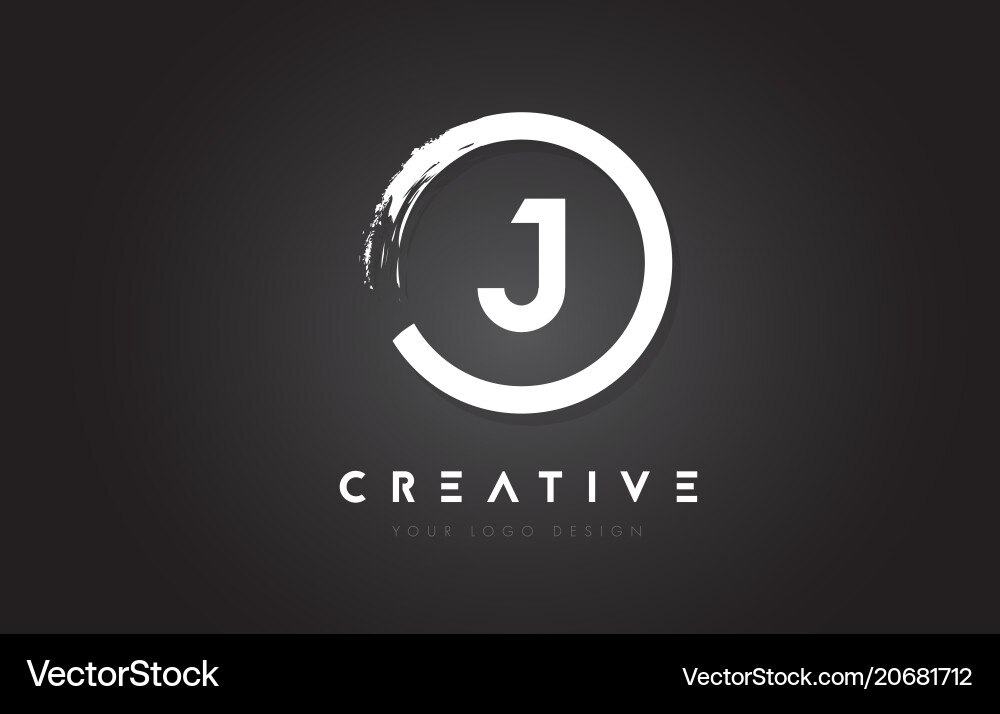 J circular letter logo with circle brush design Vector Image