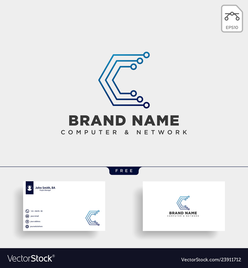Letter c digital technology logo template Vector Image