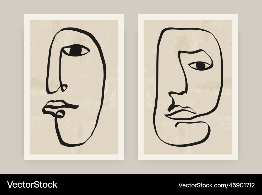 Modern one line face poster contemporary abstract Vector Image