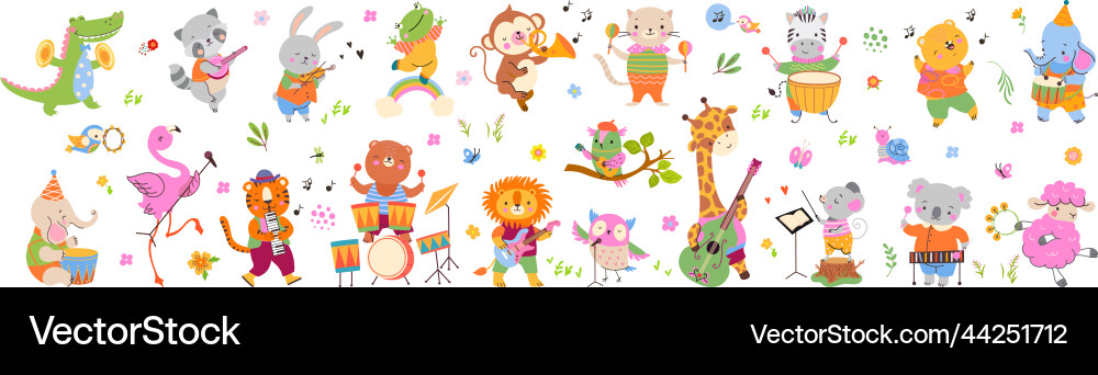 Musical dancing animals celebration concert Vector Image