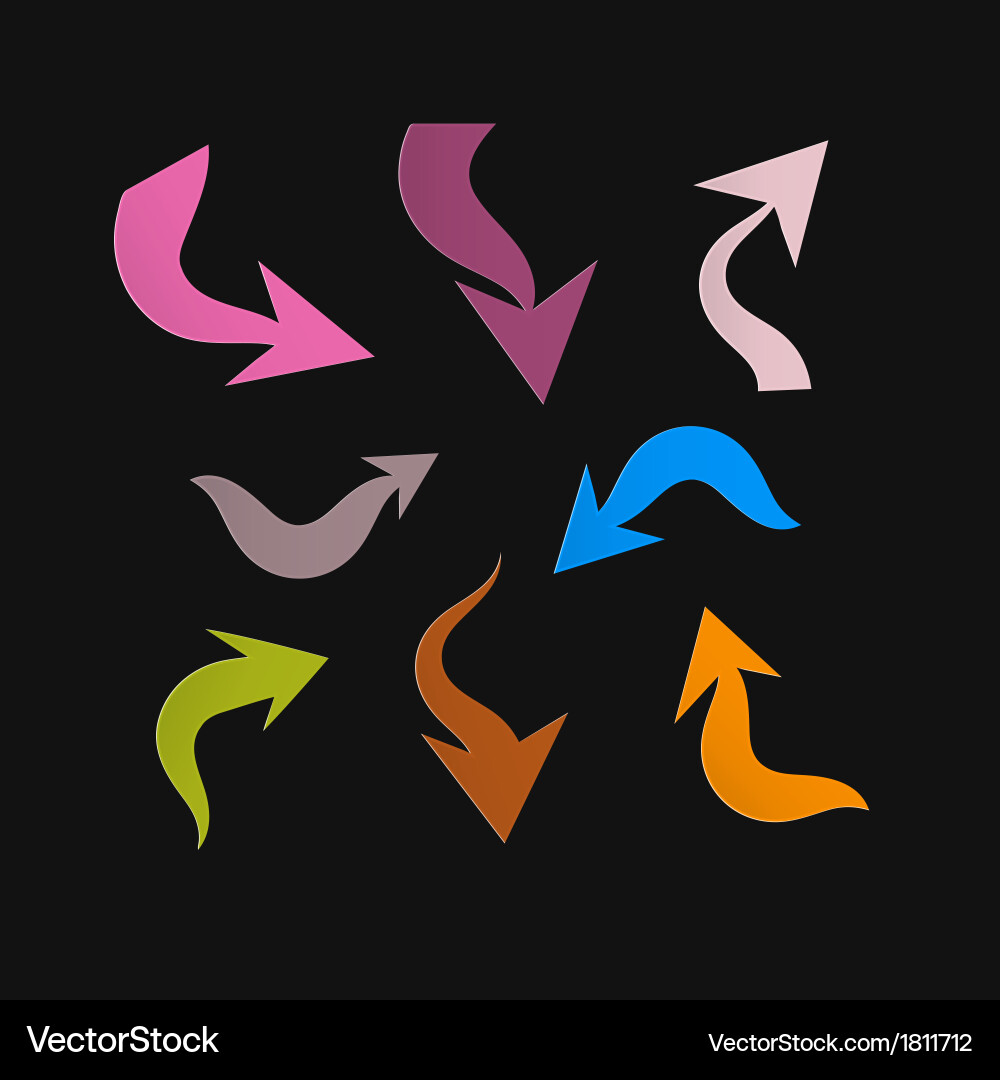 Retro paper arrows on black background Royalty Free Vector