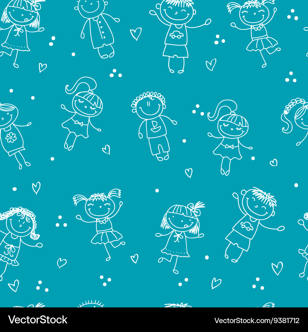 Seamless pattern with the image of children Vector Image