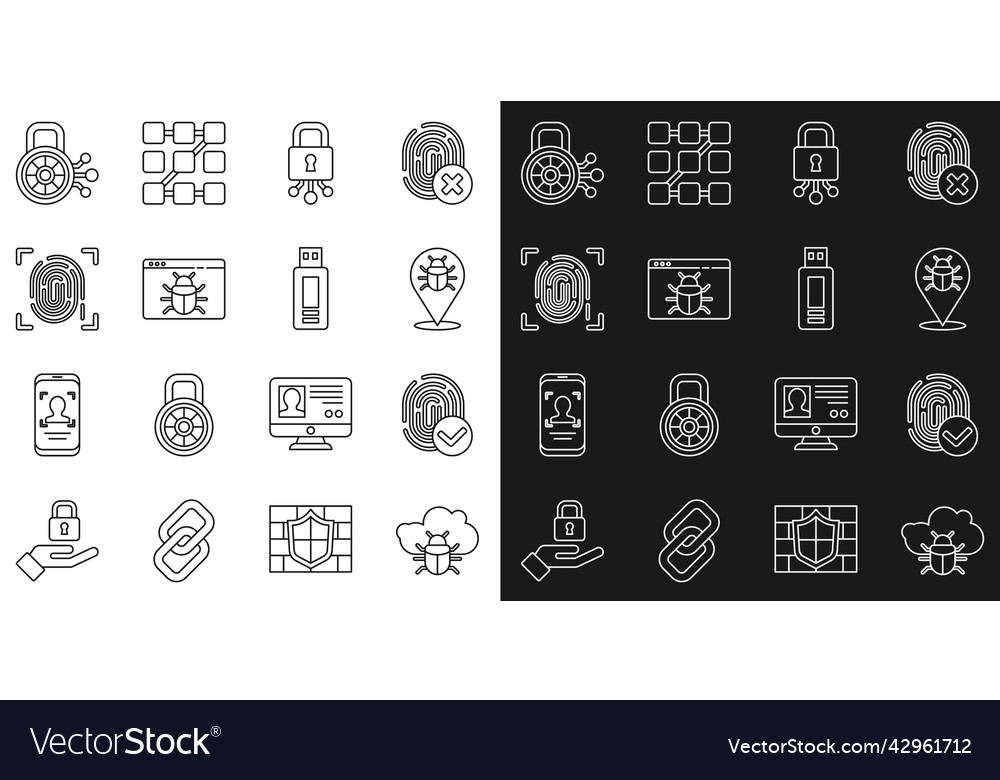 Set line system bug on a cloud fingerprint cyber Vector Image