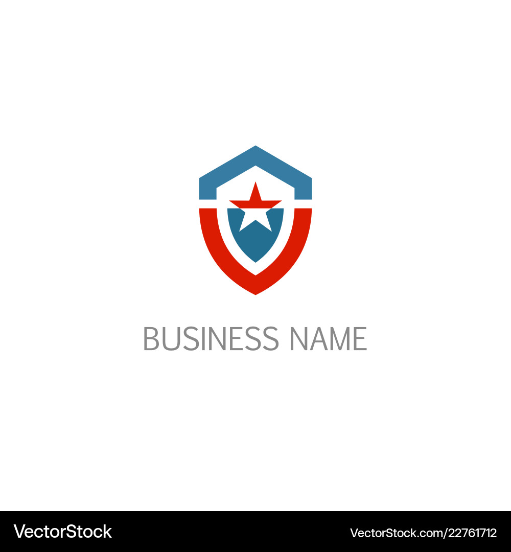Shield star protection company logo Royalty Free Vector