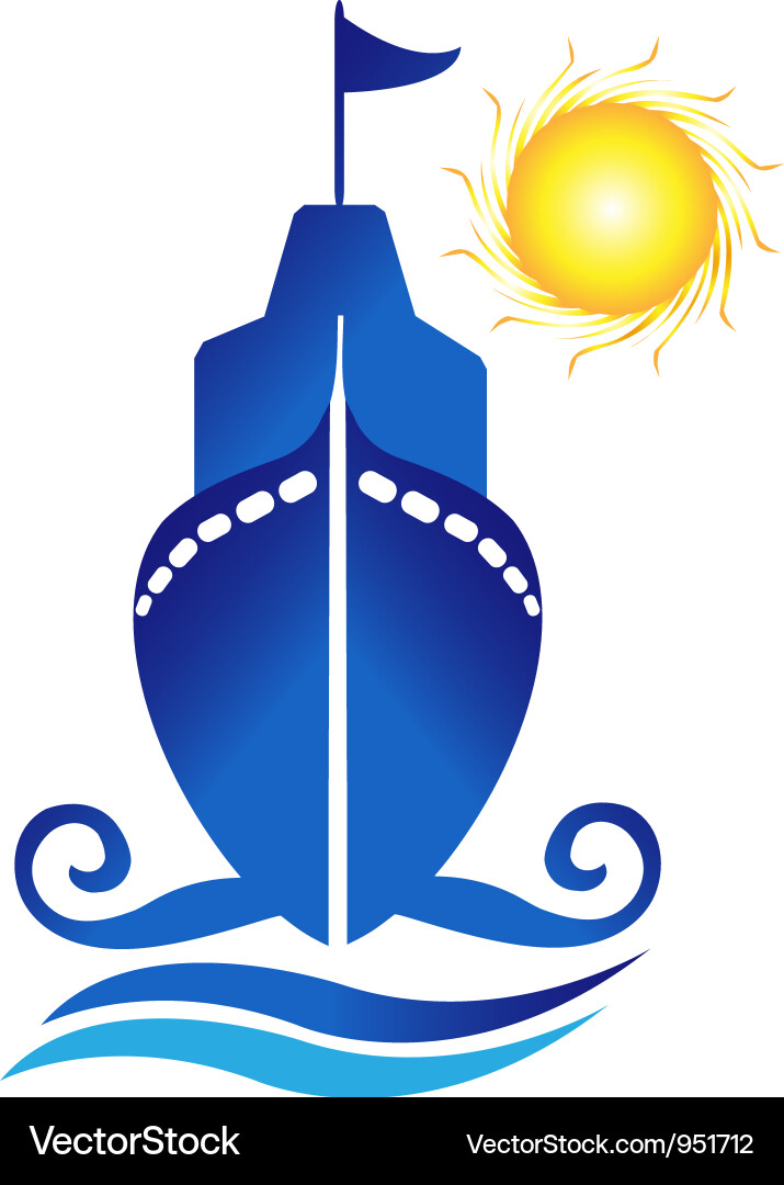 Ship sun waves logo Royalty Free Vector Image - VectorStock