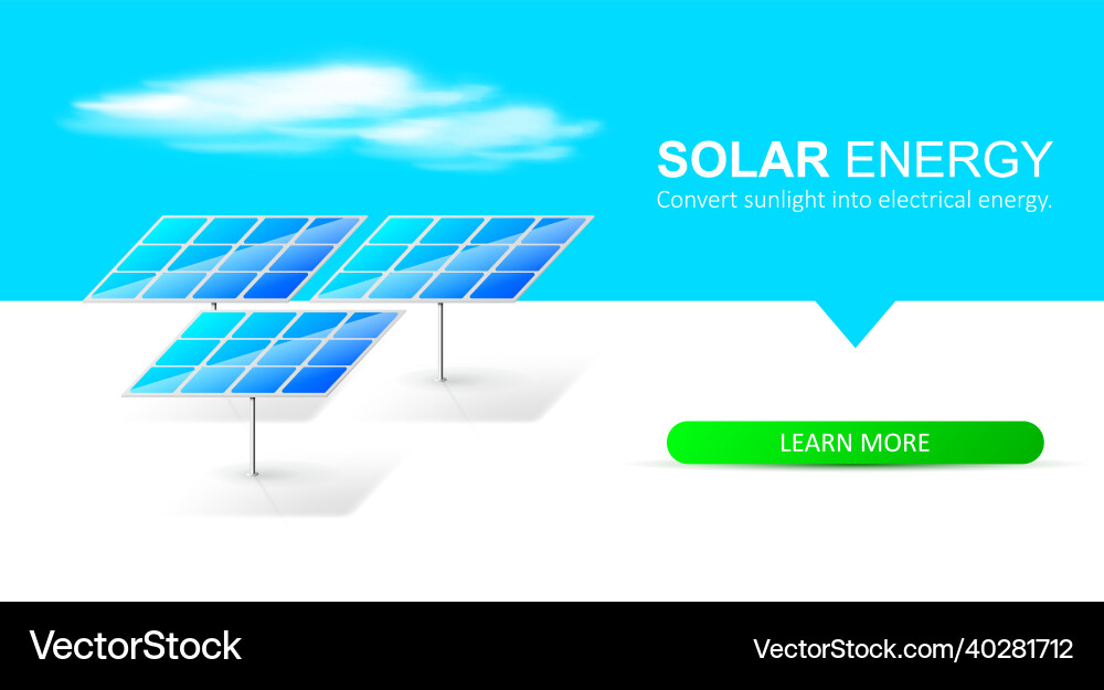 Solar cell farm power plant eco technology Vector Image