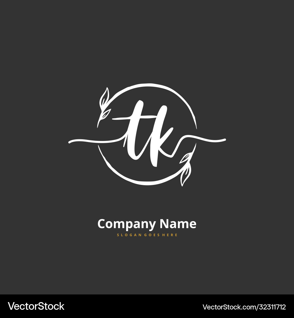 T k tk initial handwriting and signature logo Vector Image