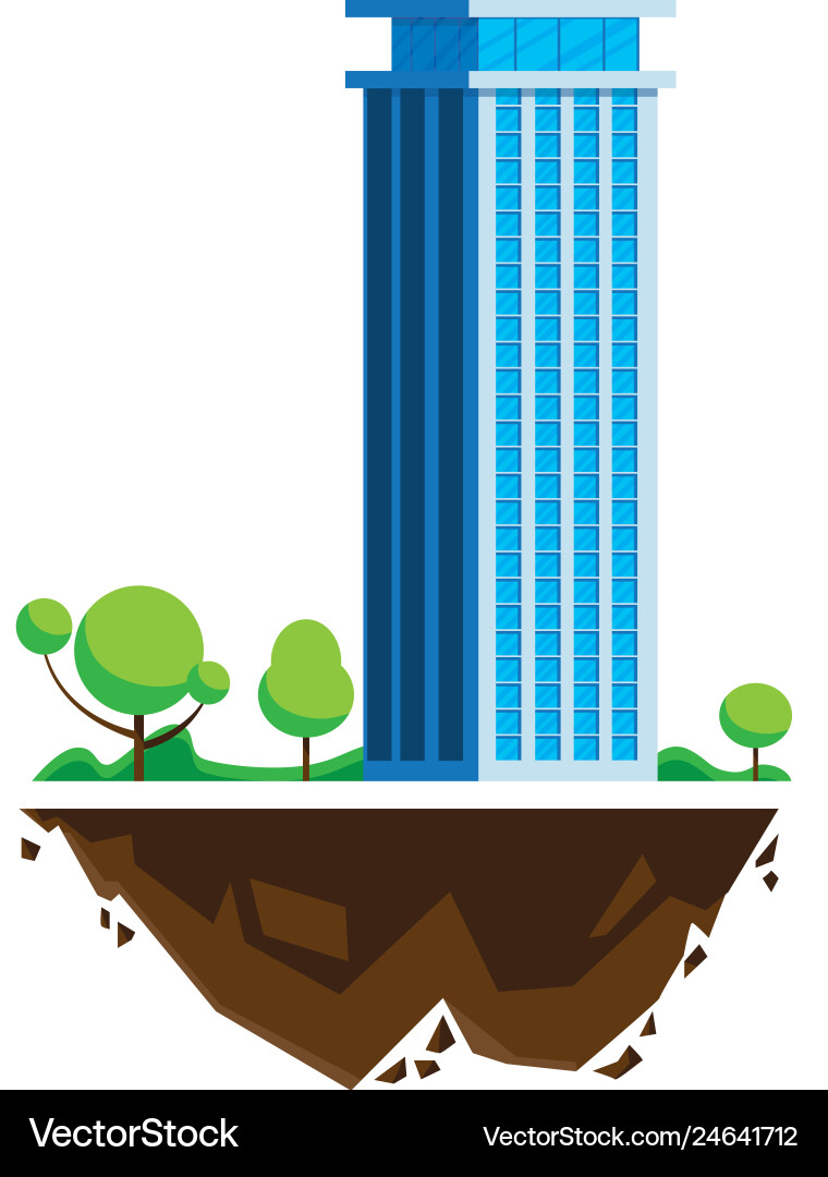 Urban building in terrain ground with trees Vector Image