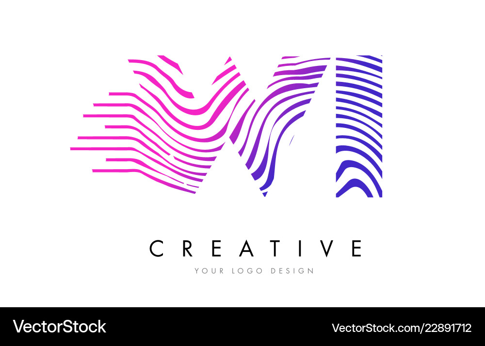 Wi w i zebra lines letter logo design Royalty Free Vector