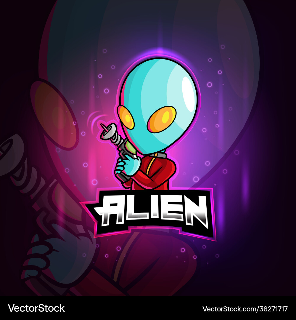 Alien mascot esport logo design Royalty Free Vector Image