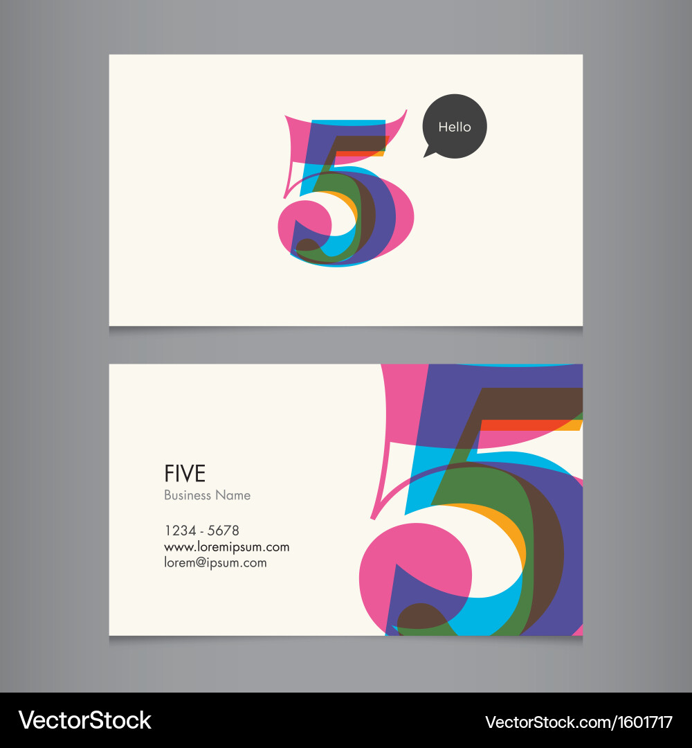 Business card with number 5 Royalty Free Vector Image