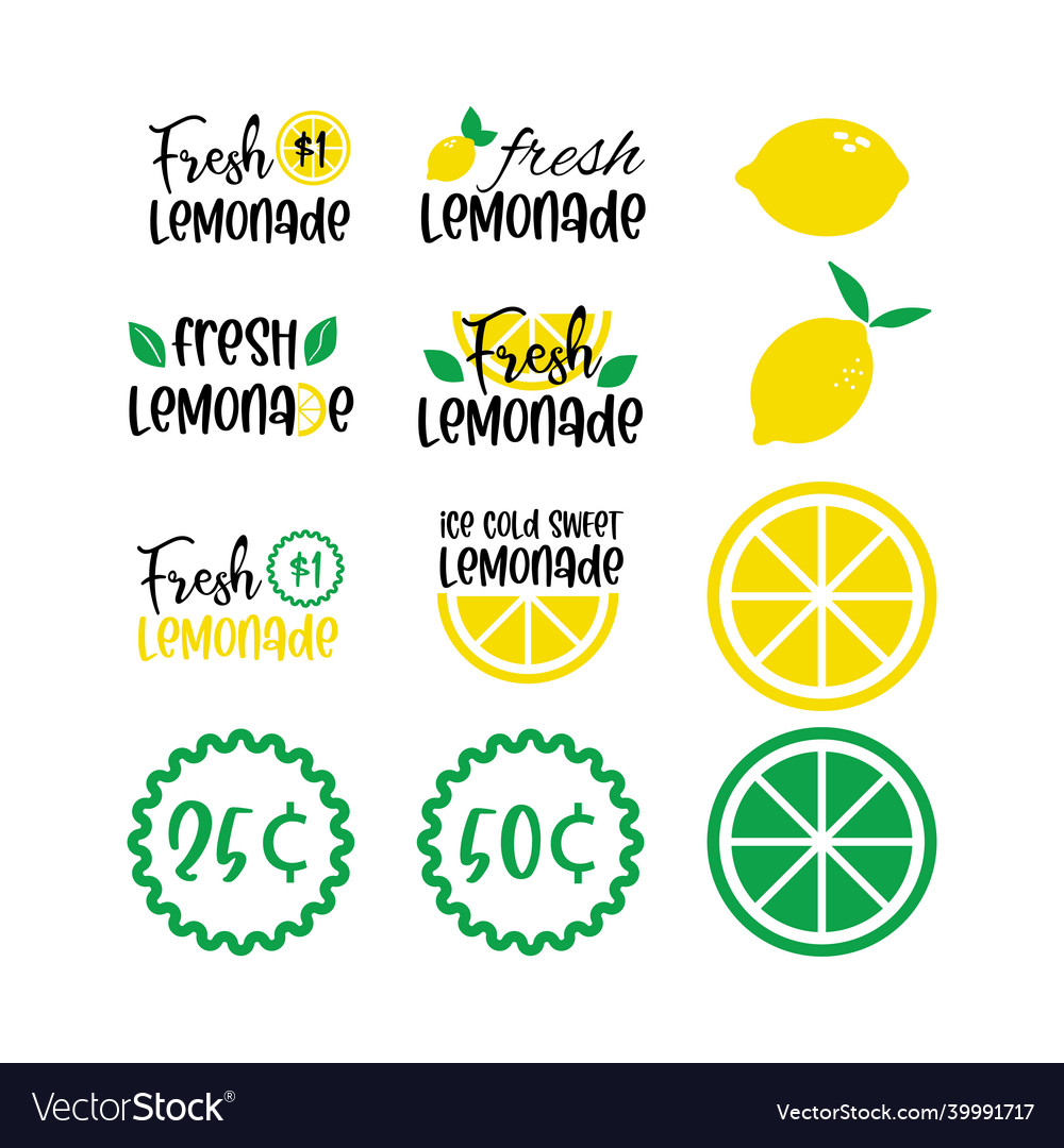 Labels and signs of fresh lemonade with lemon Vector Image