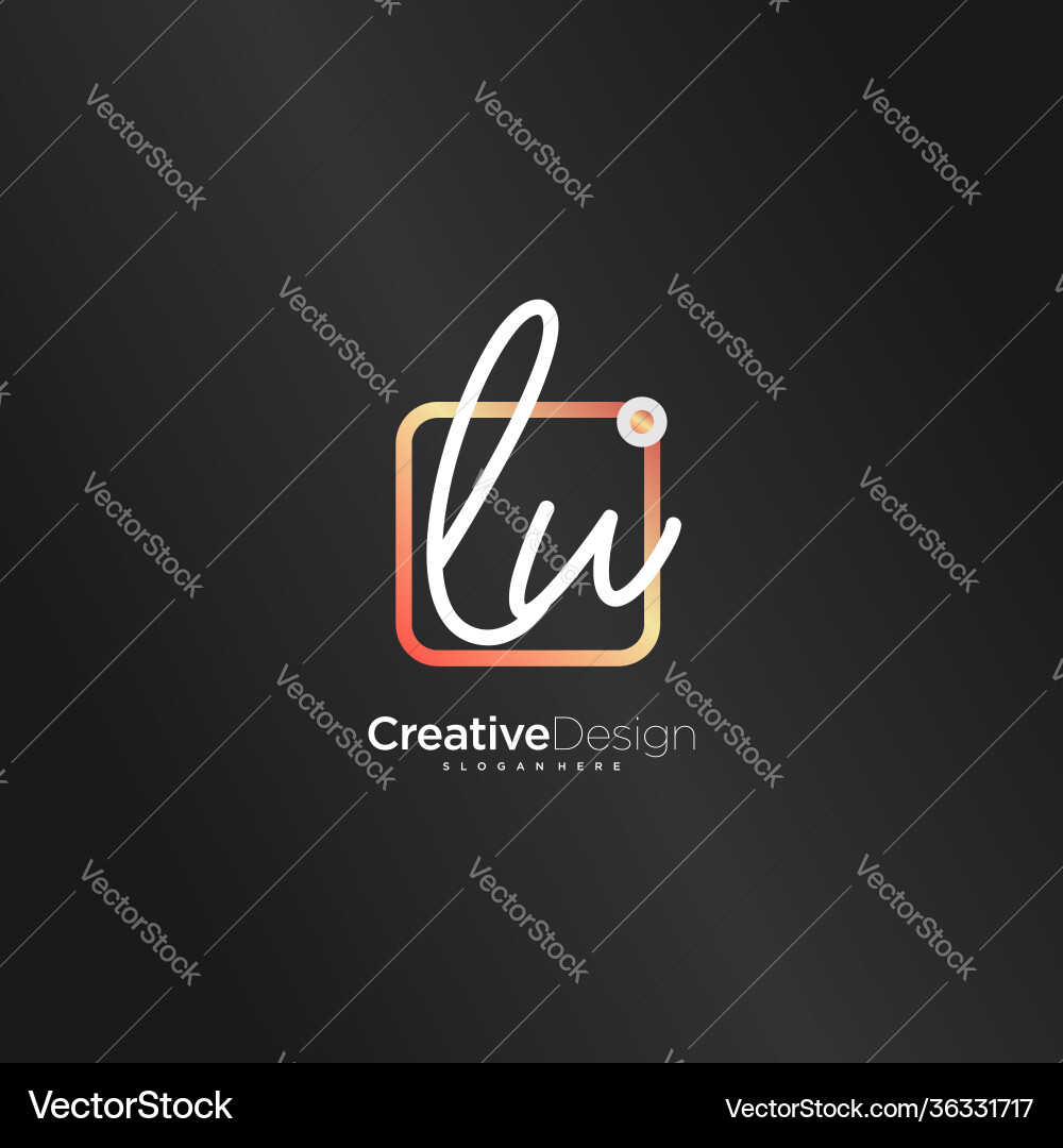 Lw initial letter handwriting logo art hand drawn Vector Image