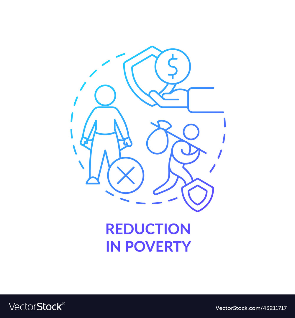 Reduction in poverty blue gradient concept icon Vector Image