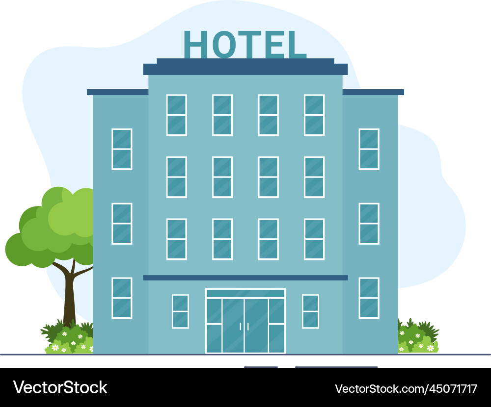 Skyscraper hotel building flat cartoon hand drawn Vector Image