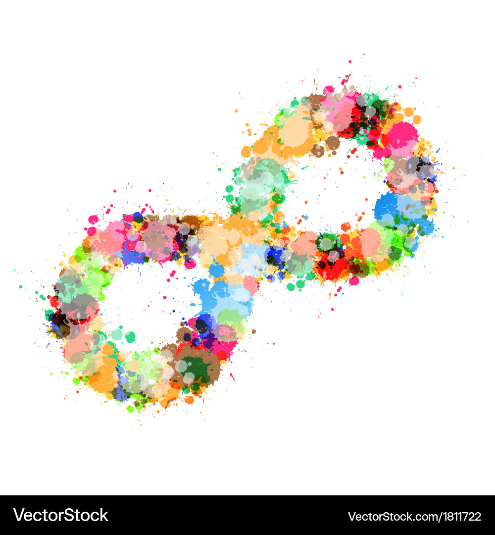 Abstract colorful stain splash infinity symbol Vector Image