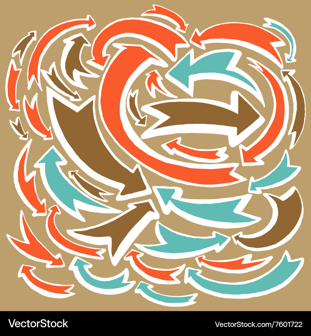Arrows and directions Hand drawn colorful Vector Image