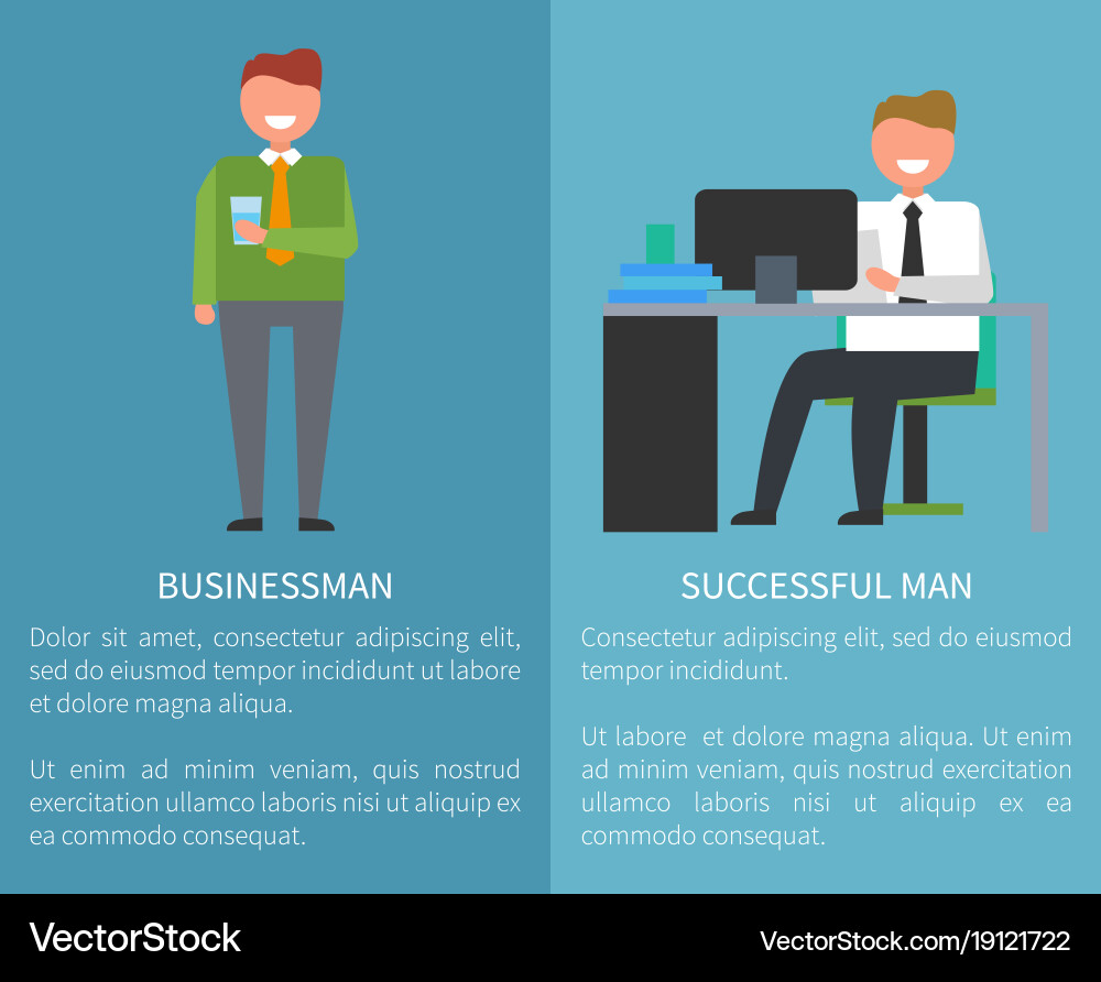 Businessman and successful man posters with text Vector Image