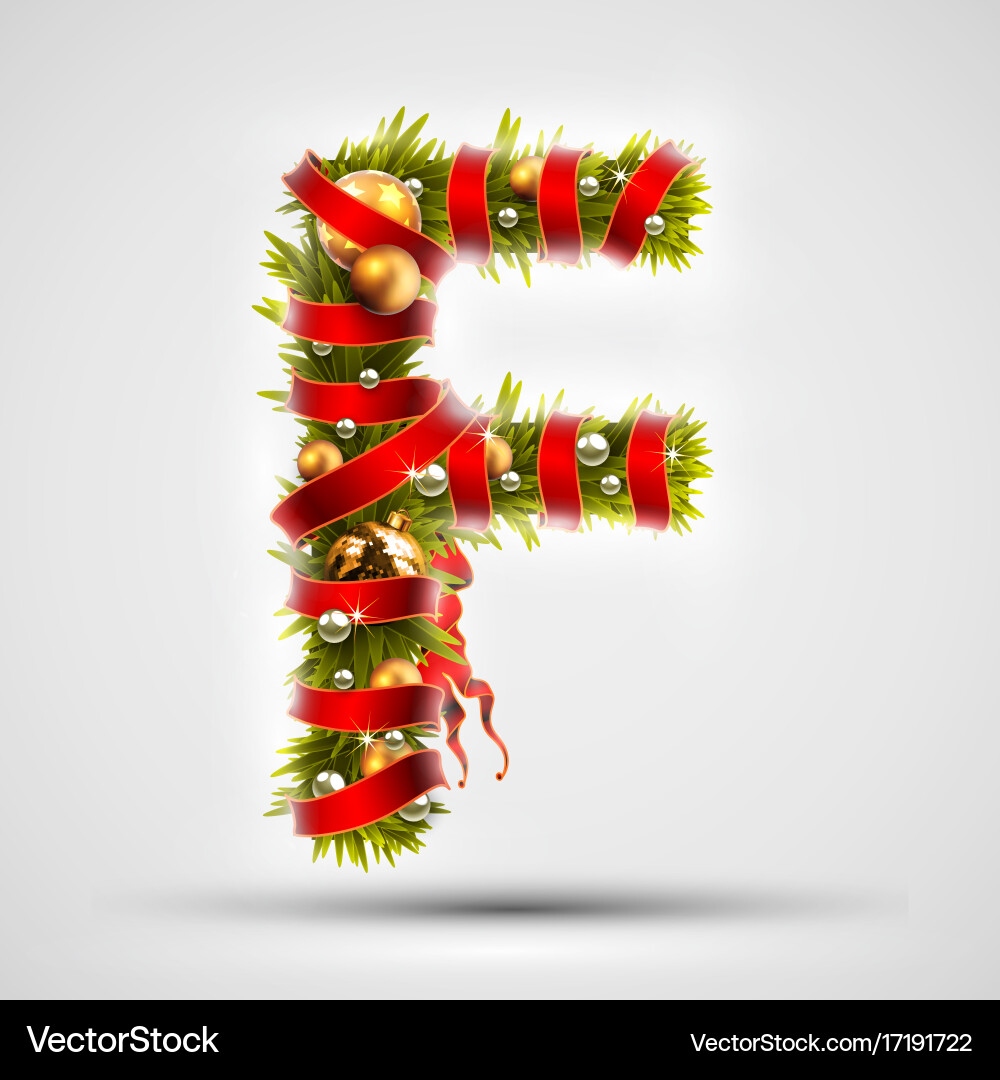 Christmas font letter f tree Royalty Free Vector Image