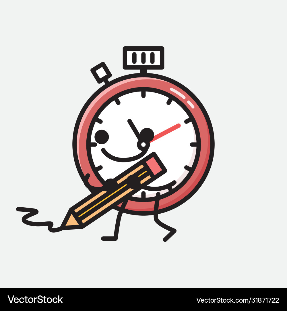 Cute sport timer mascot character in flat design Vector Image