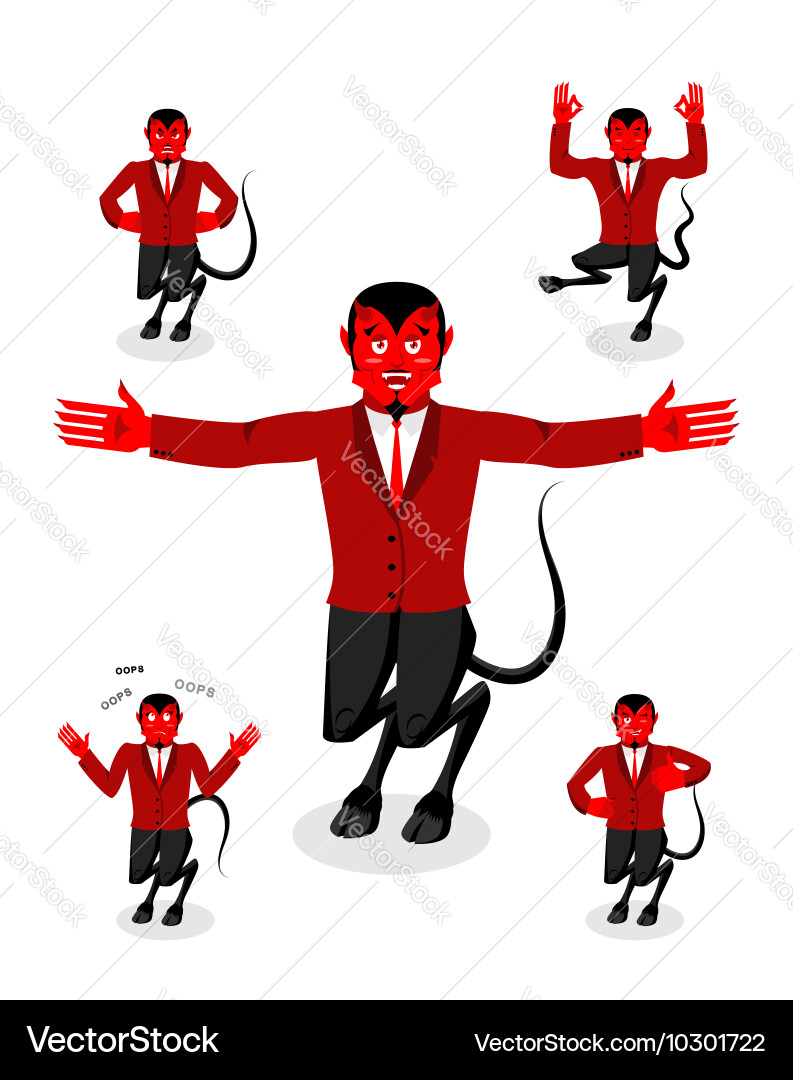 Devil set of poses satan movements horned Vector Image