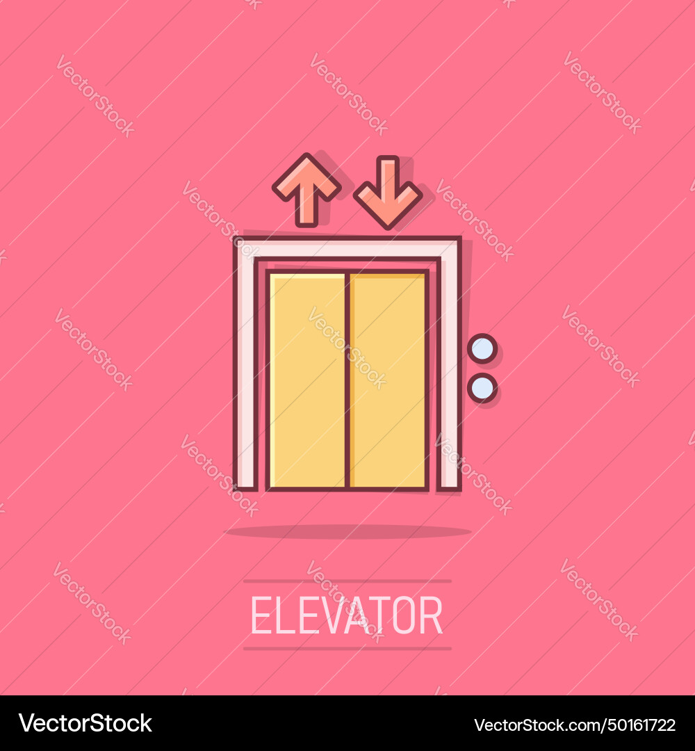 Elevator icon in comic style lift cartoon Vector Image