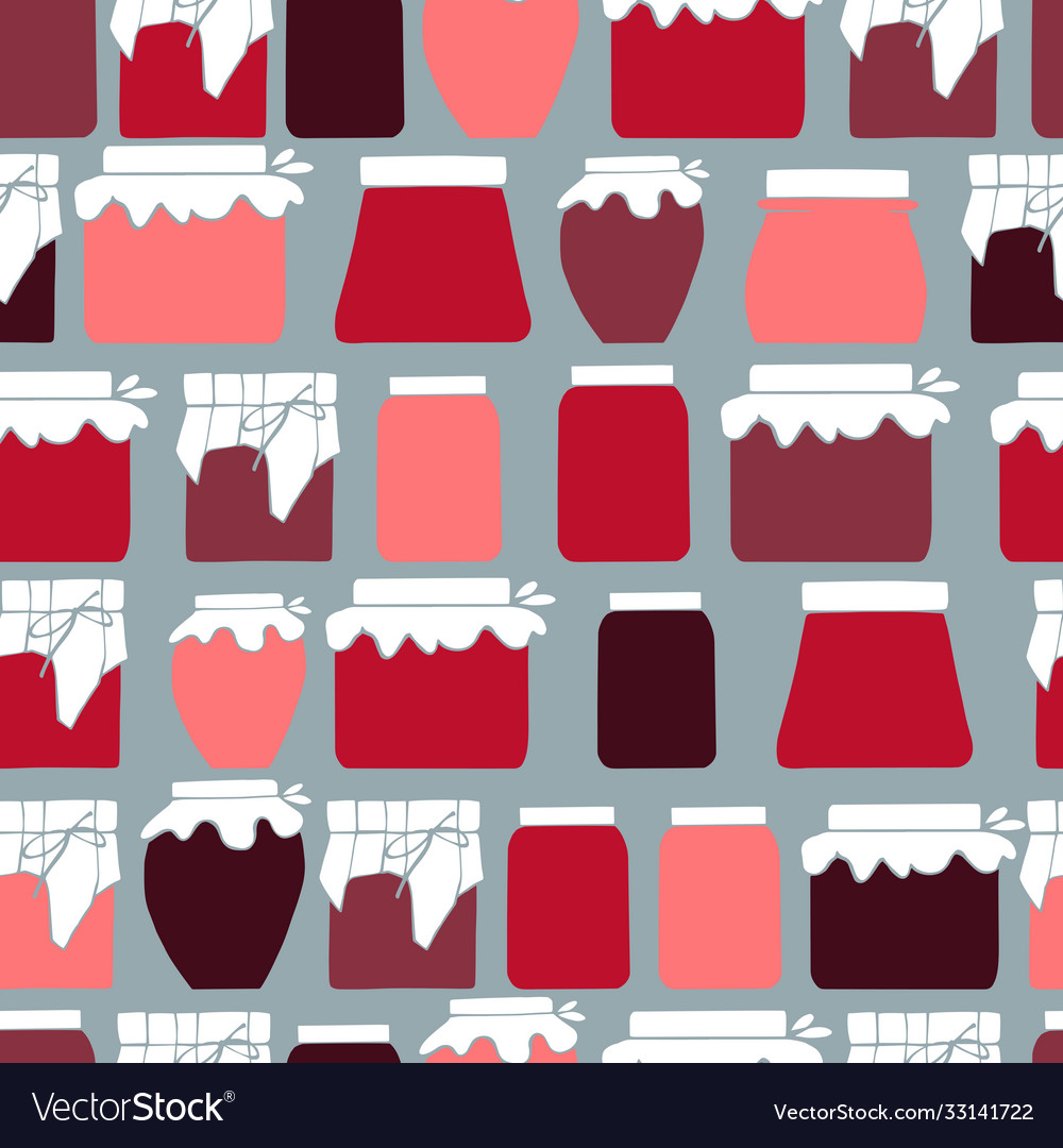 Hand-drawn jam jar seamless pattern Royalty Free Vector