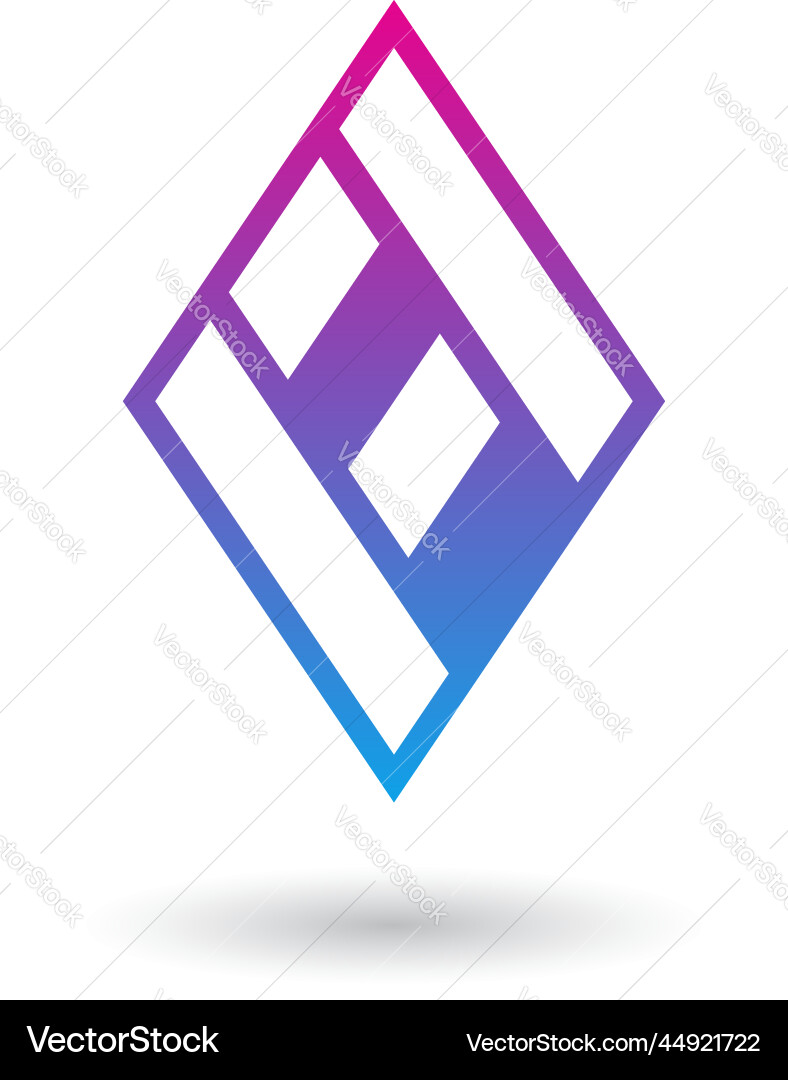 Magenta and blue diamond shaped letter Royalty Free Vector