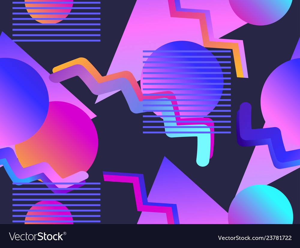 Memphis seamless pattern with gradient shape Vector Image