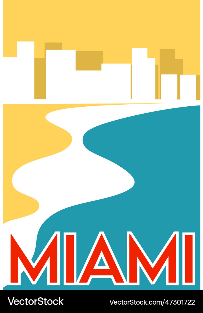 Miami city with beautiful view Royalty Free Vector Image