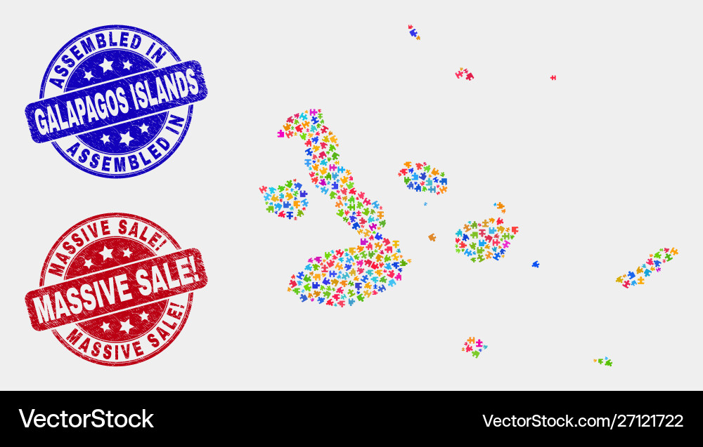 Puzzle galapagos islands map and scratched Vector Image