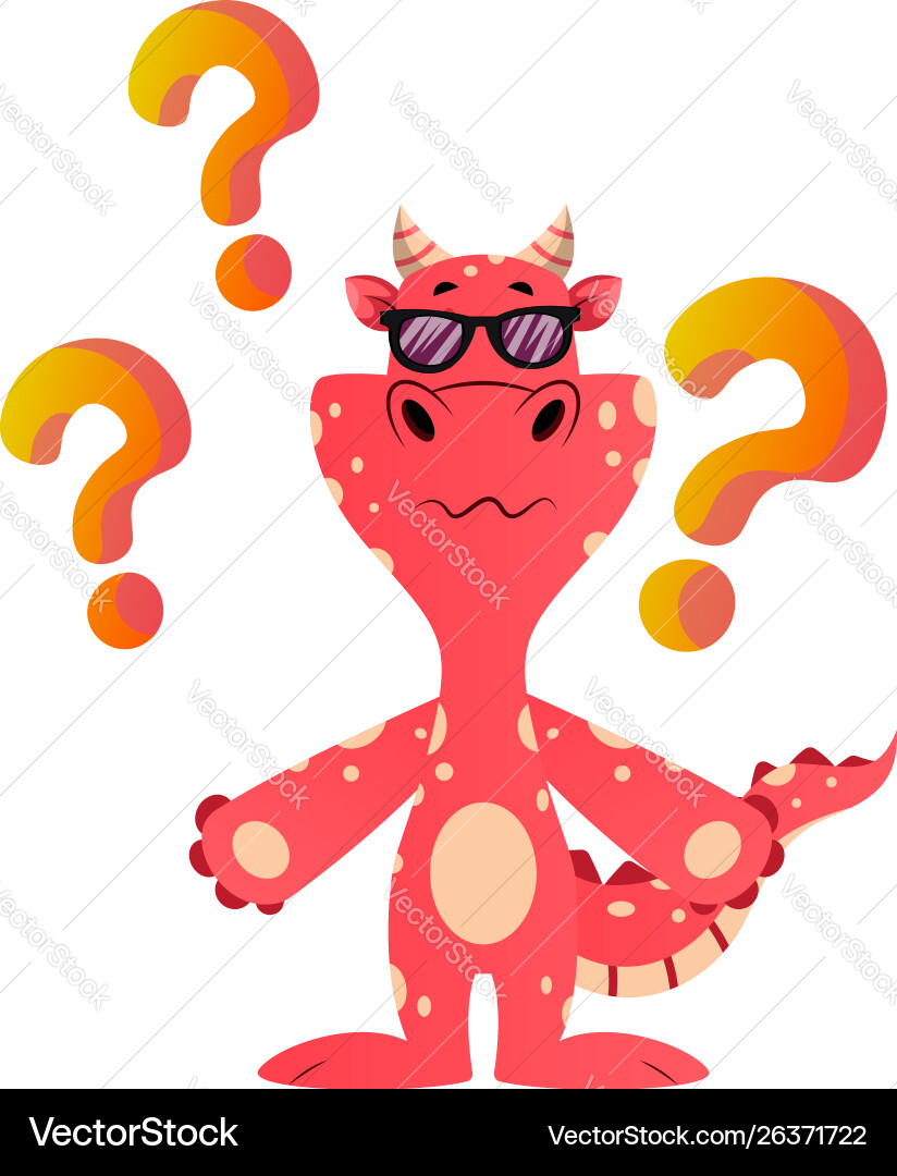 Red dragon is feeling confused on white Royalty Free Vector