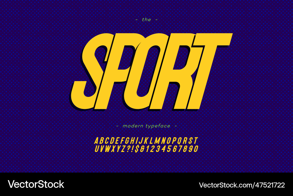Sport alphabet slanted bold style Royalty Free Vector Image