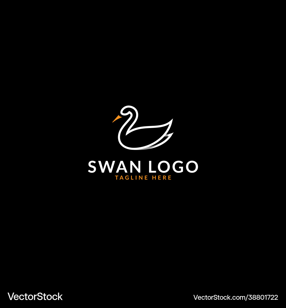 Swan line art design logo template Royalty Free Vector Image