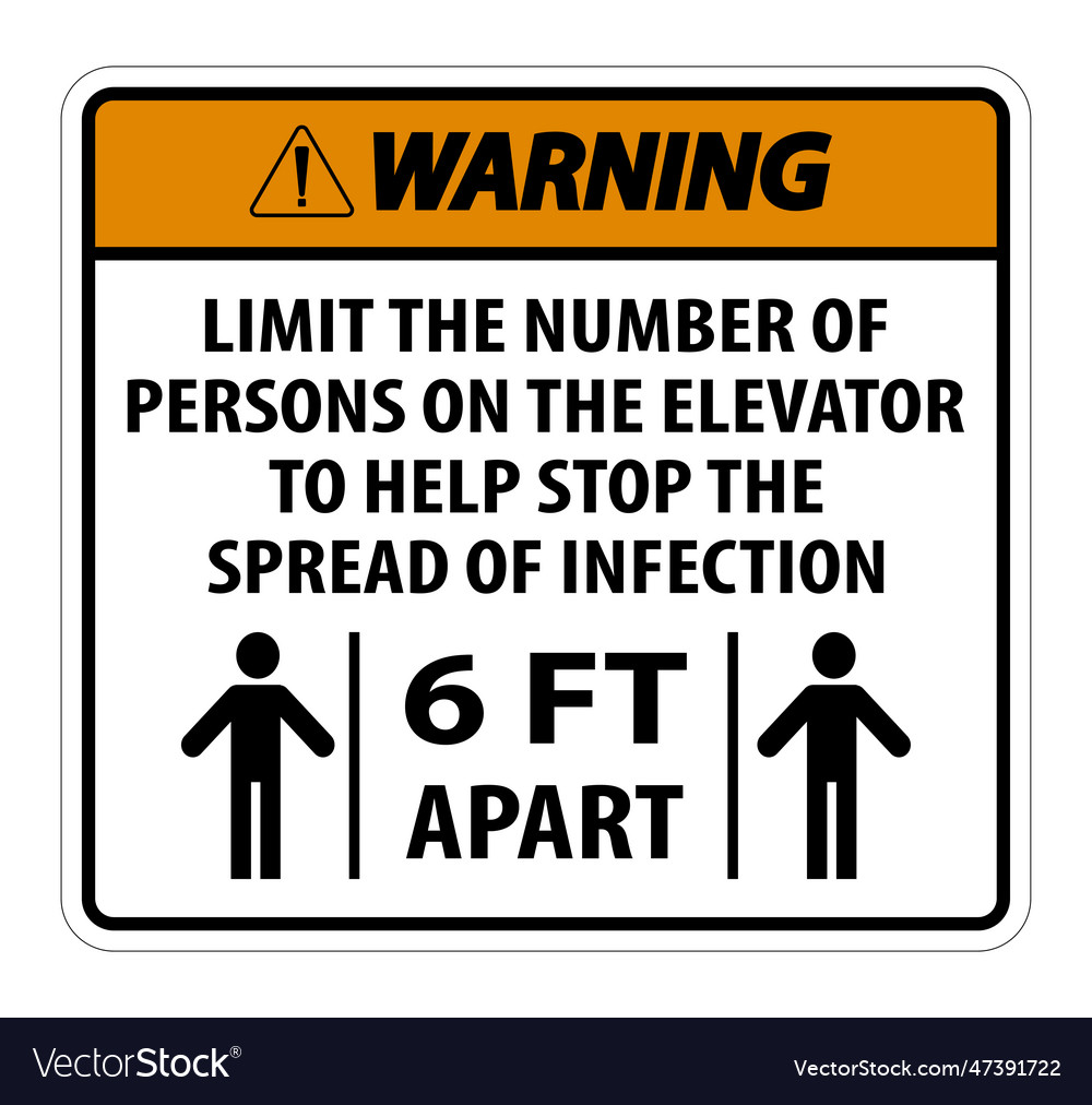 Warning elevator physical distancing sign isolate Vector Image