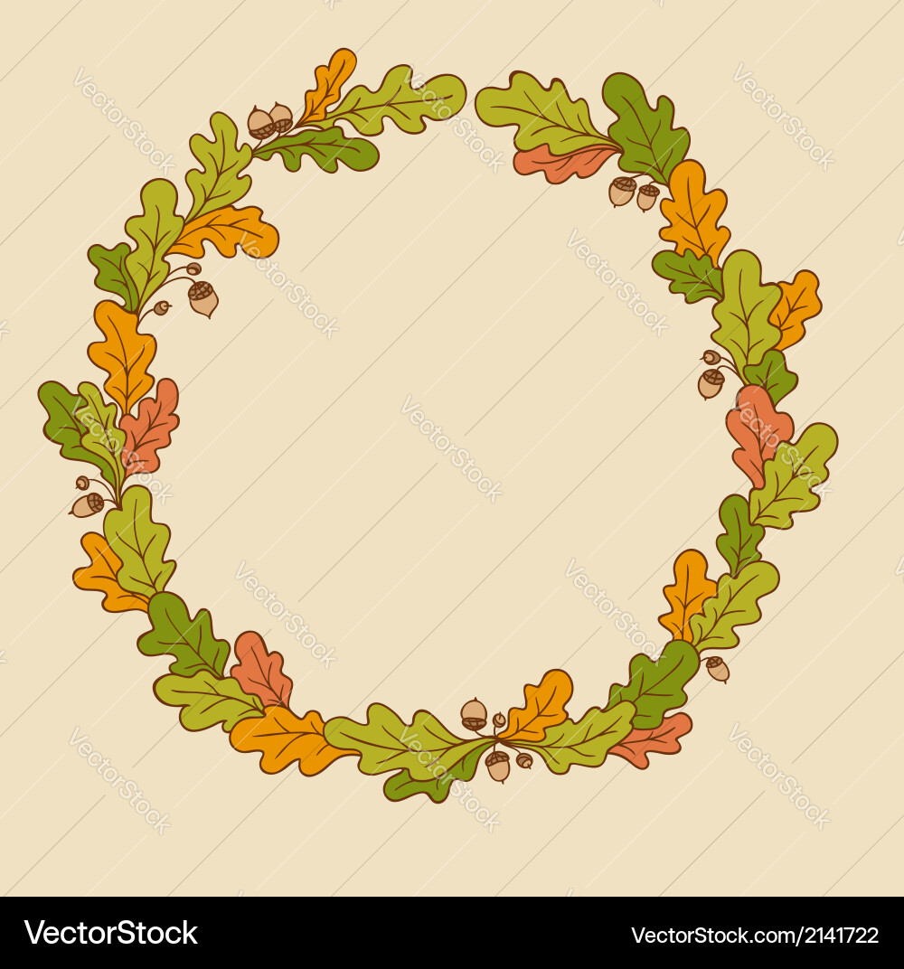 Wreath of oak branches Royalty Free Vector Image