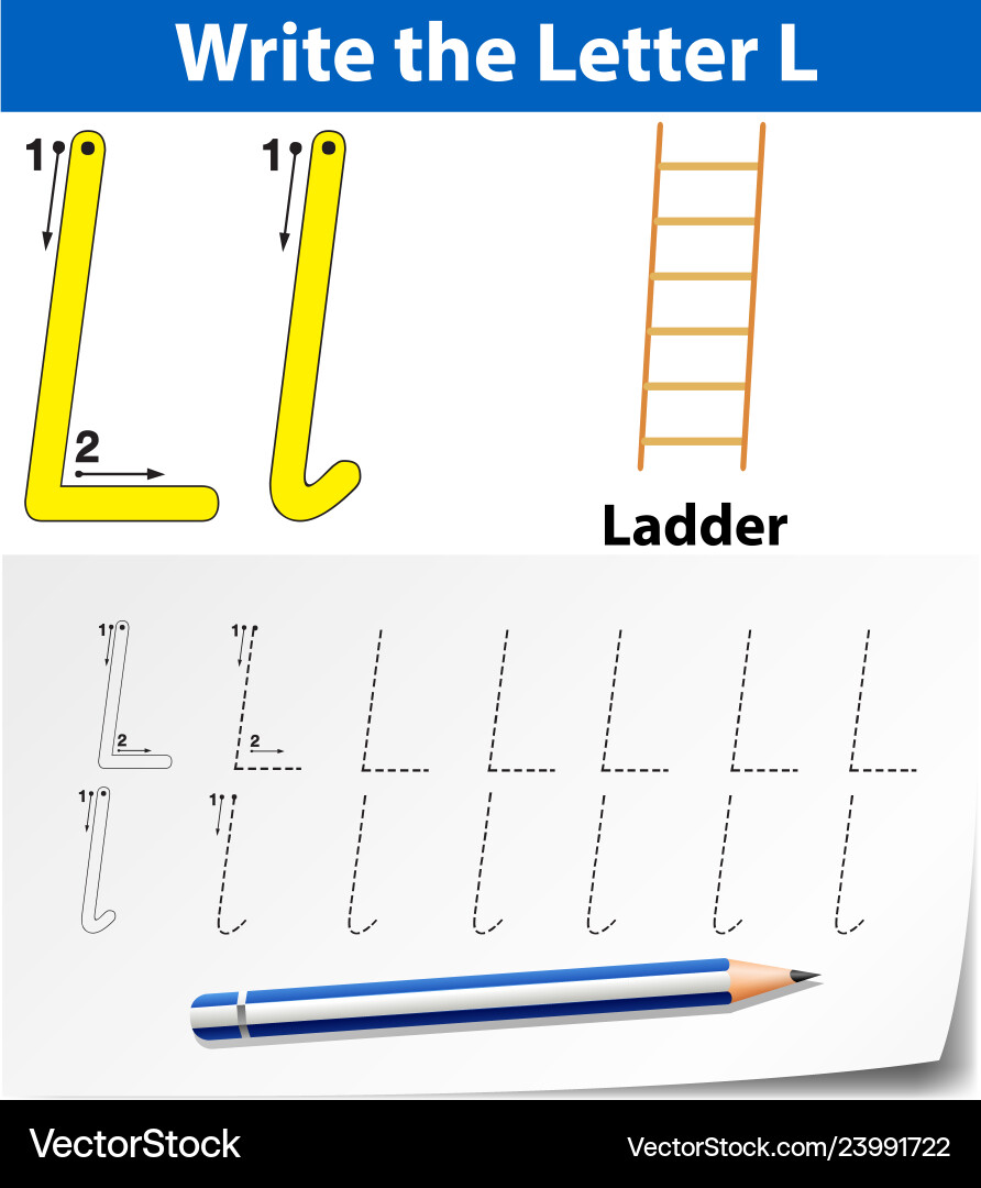 Write the letter l english card Royalty Free Vector Image