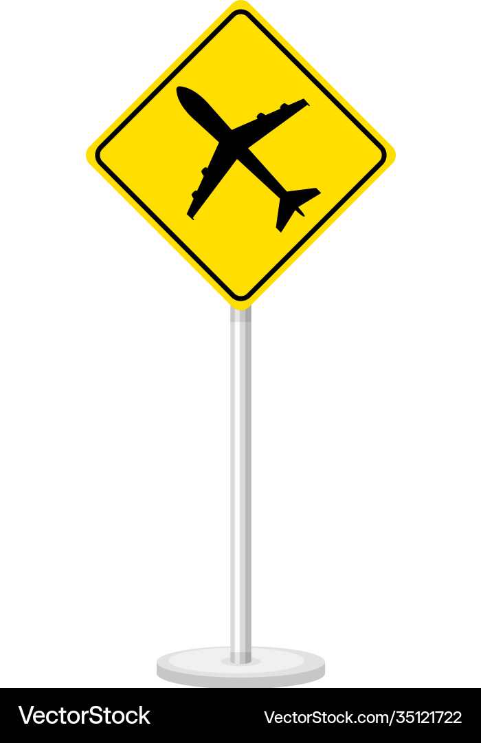 Yellow traffic warning sign on white background Vector Image