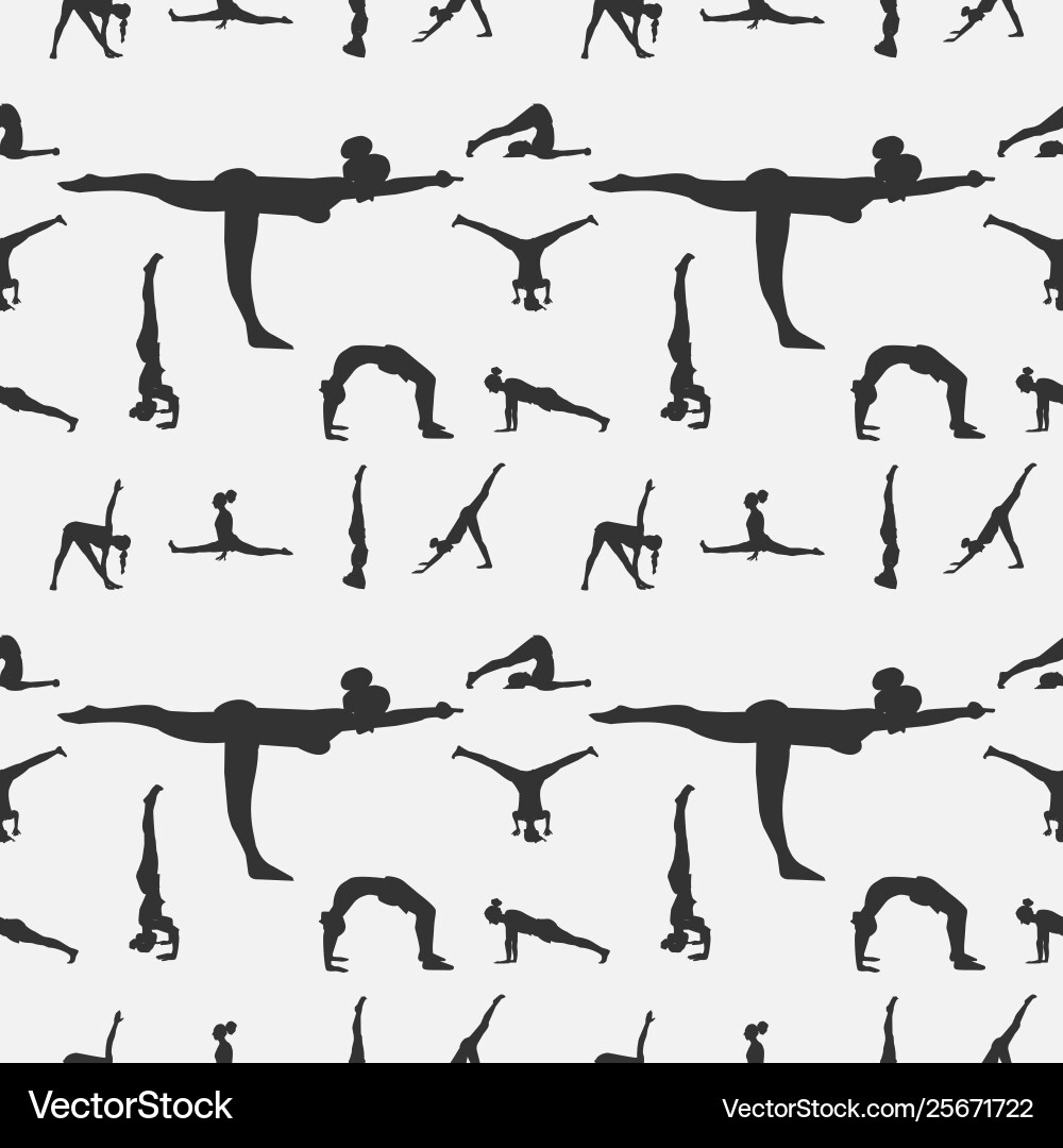 Yoga poses seamless pattern black and white Vector Image