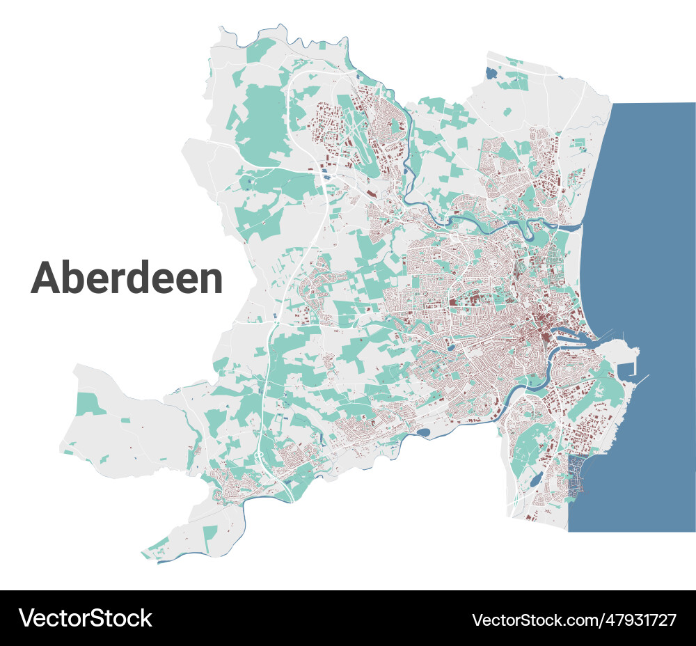 Aberdeen city map administrative area Royalty Free Vector