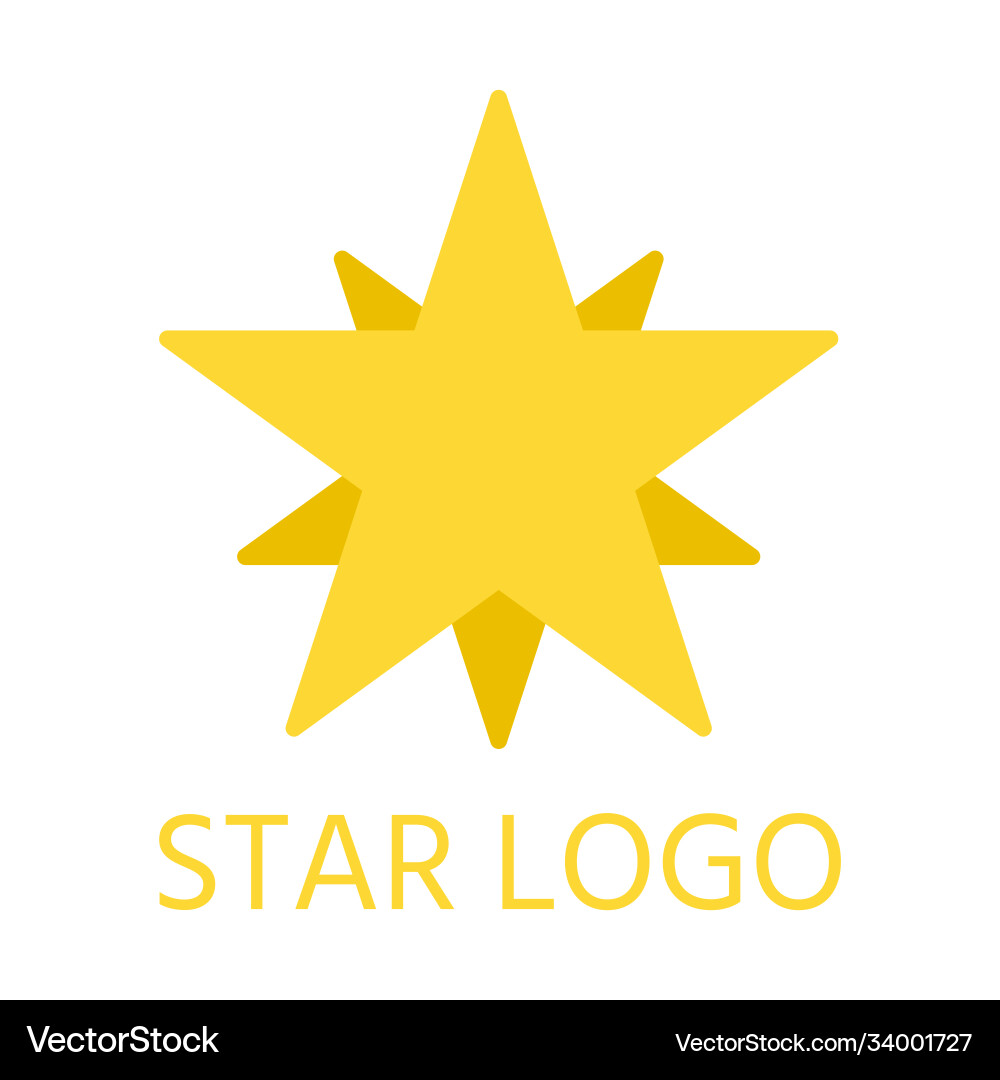 Abstract flat yellow star logo icon closeup Vector Image